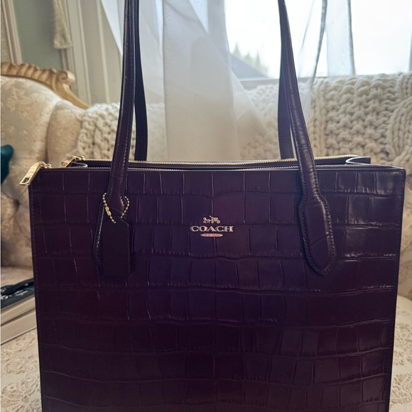 Coach | Bags | Coach Outlet Nina Tote Merlot Croc | Poshmark